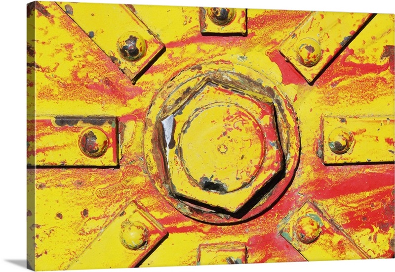Gold paint on old farm machinery, detail. | Great Big Canvas