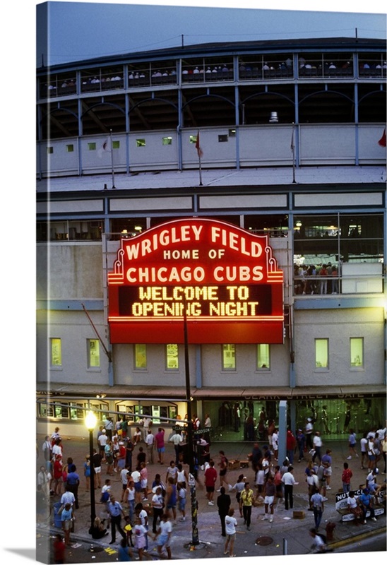 Group of people in front of Wrigley Field, Chicago, Cook County ...