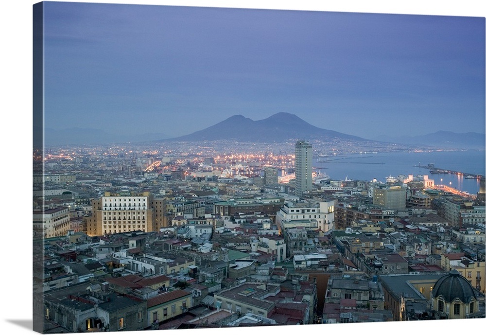 High angle view of a city, Mt Vesuvius, Naples, Campania, Italy Wall ...