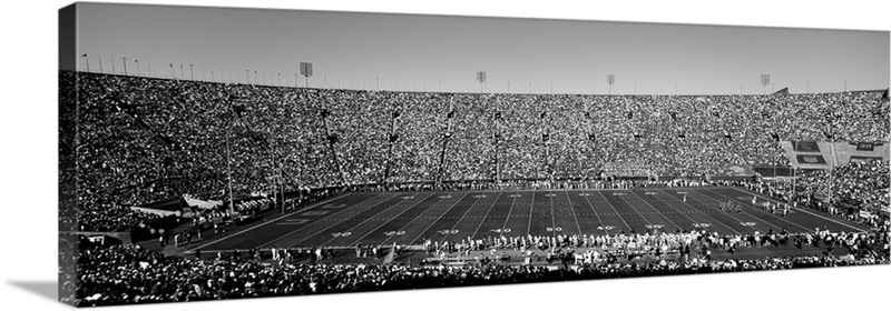 High angle view of a football stadium full of spectators, Los Angeles ...
