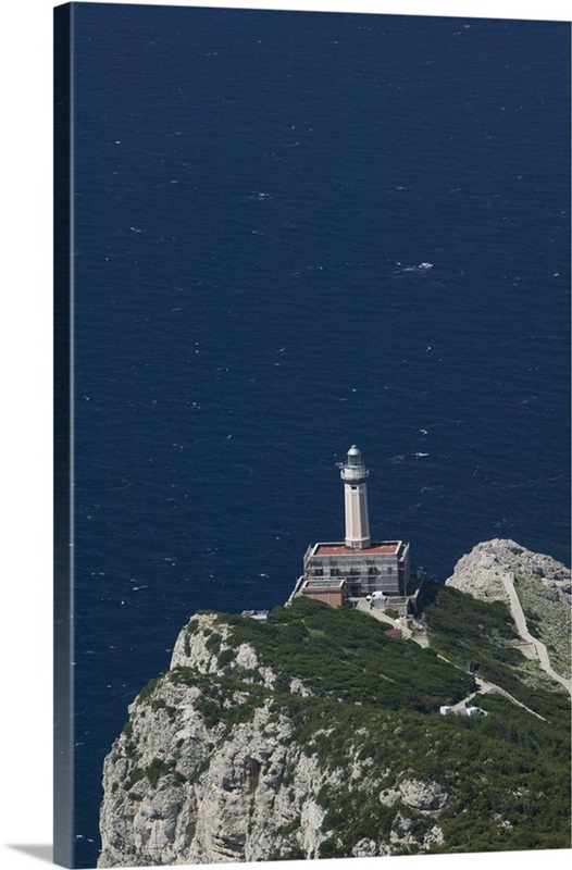 High angle view of a lighthouse on an island, Punta Carena Lighthouse ...