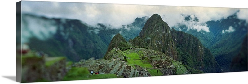 High angle view of an archaeological site Inca Ruins Machu Picchu Cusco ...