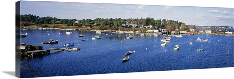 High angle view of boats in a river, Harpswell Cove, Maine | Great Big ...