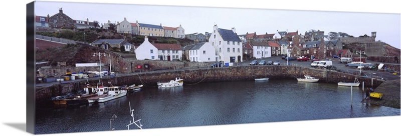 High angle view of boats moored at a harbor, Crail, Scotland | Great ...