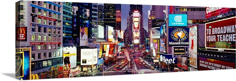 High angle view of traffic on a road, Times Square, Manhattan, New York ...
