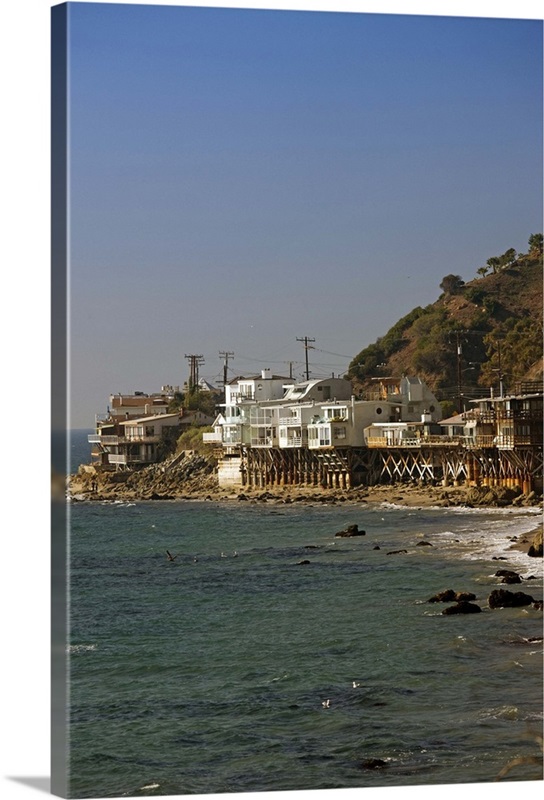 Houses at the waterfront, Malibu, Los Angeles County, California ...