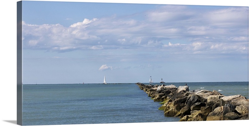 Jetty with boats in the background, Jetties Beach, Nantucket ...
