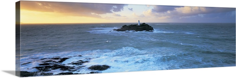 Lighthouse on an island, Godvery Lighthouse, Hayle, Cornwall, England ...