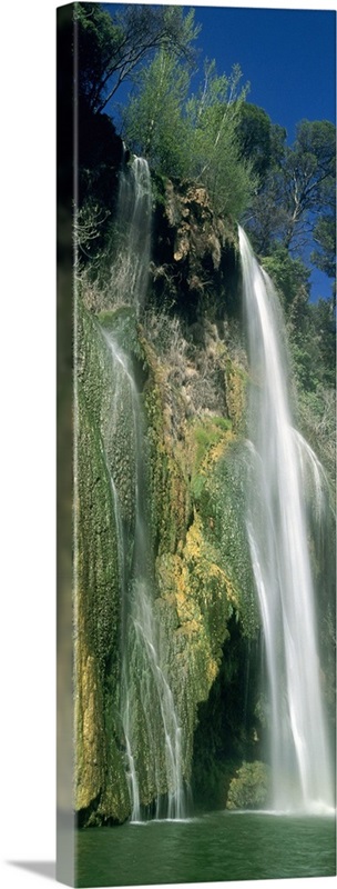Low angle view of a waterfall, Sillans Waterfall, Provence, France ...