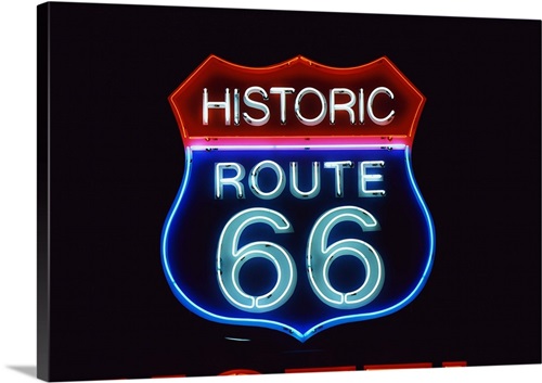 Neon Route 66 Sign | Great Big Canvas