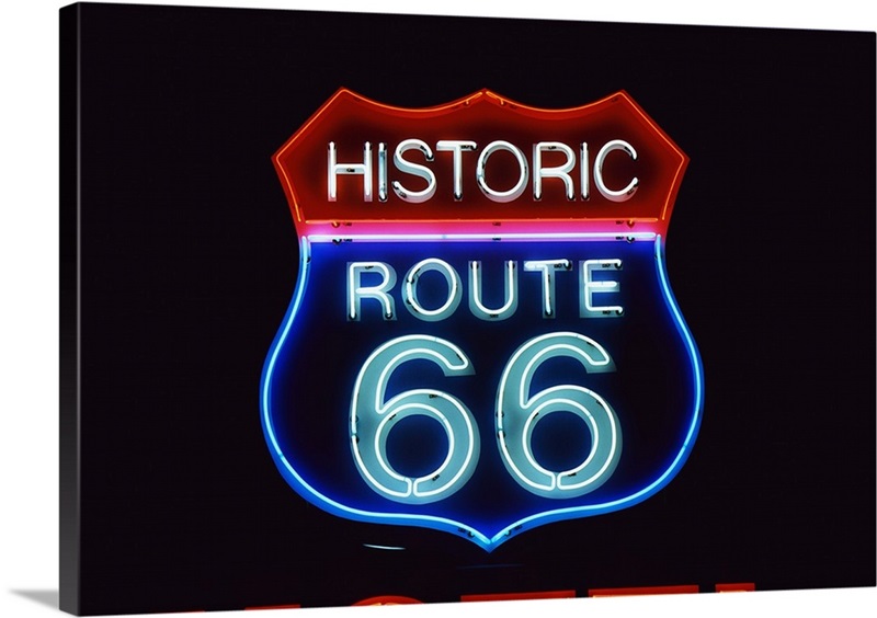 Neon Route 66 Sign | Great Big Canvas