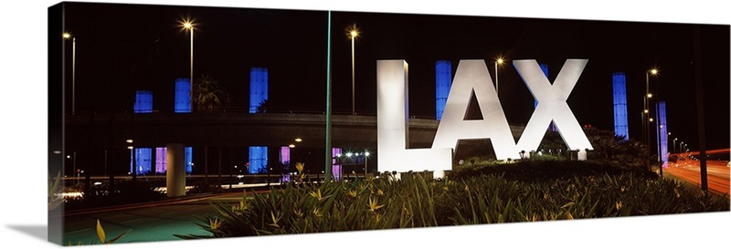 Neon sign at an airport, LAX Airport, City Of Los Angeles | Great Big ...