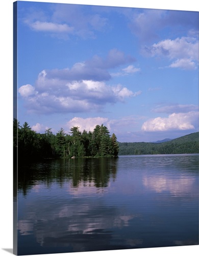 New York, Adirondack State Park, Adirondack Mountains, Reflection of ...