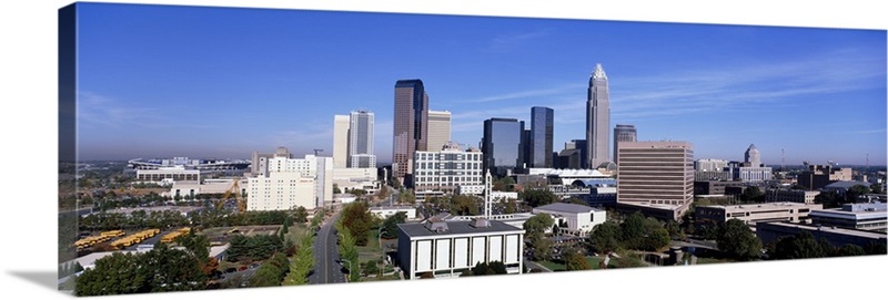 North Carolina, Charlotte, Aerial view of an urban city | Great Big Canvas