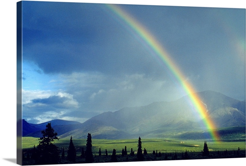 Rainbow over a landscape, Denali National Park, Alaska | Great Big Canvas