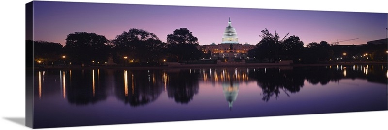Reflection of a government building in a lake, Capitol Building ...