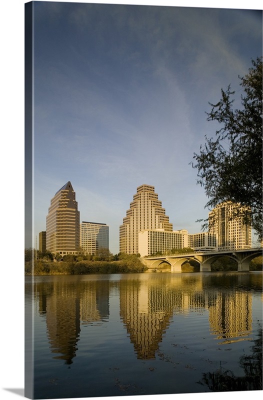 Reflection of buildings in water, Town Lake, Austin, Texas | Great Big ...