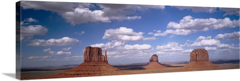 Rock formations on a landscape, The Mittens, Monument Valley, Arizona ...