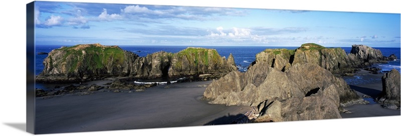 Rock formations on the beach, Bandon Beach, Bandon, Coos County, Oregon ...
