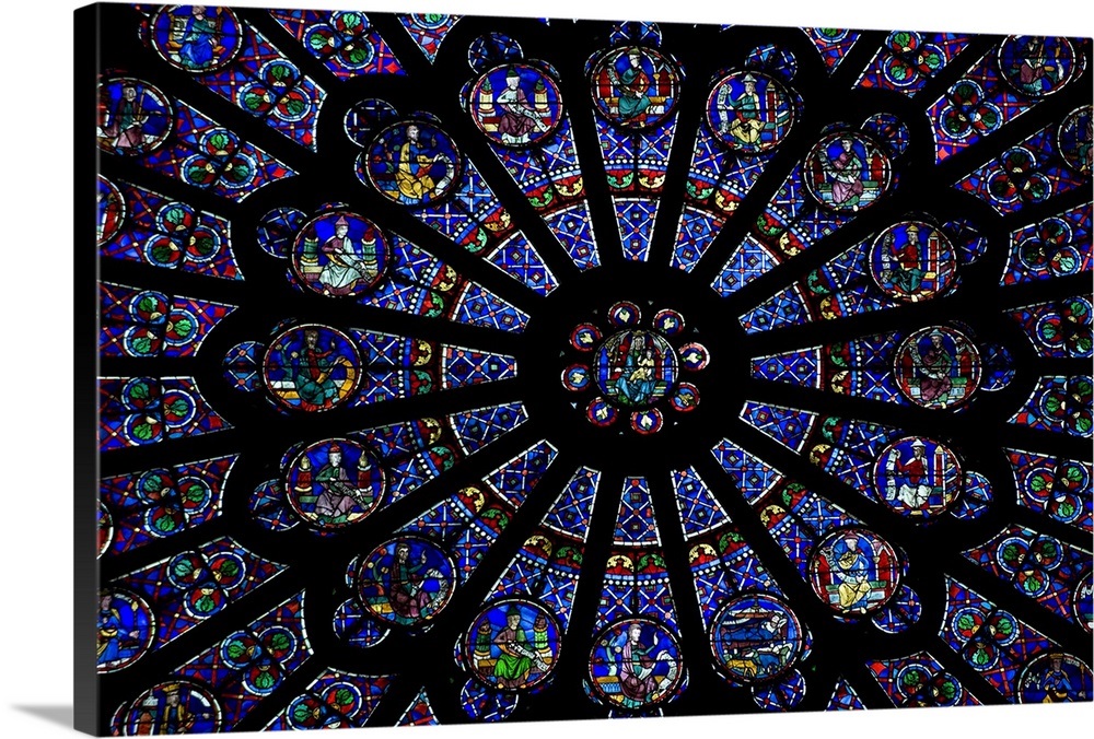 Rose window of a cathedral, Notre Dame, Paris, Ile-De-France, France ...