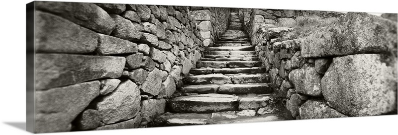 Ruins of a staircase at an archaeological site Inca Ruins Machu Picchu ...