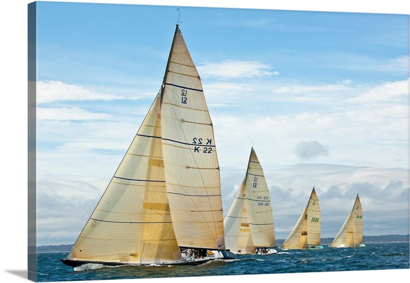 Sailboats competing in the 12-Metre Class Championship, Newport, Rhode ...