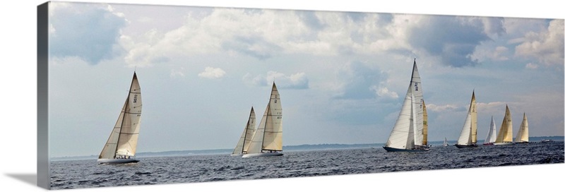 Sailboats competing in the 12-Metre Class Championship, Newport, Rhode ...