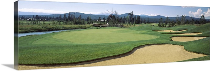 Sand trap in a golf course, Sunriver Resort Golf Course, Sunriver ...