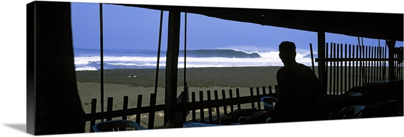 Silhouette of a surfer looking at the sea, Colima, Mexico | Great Big ...