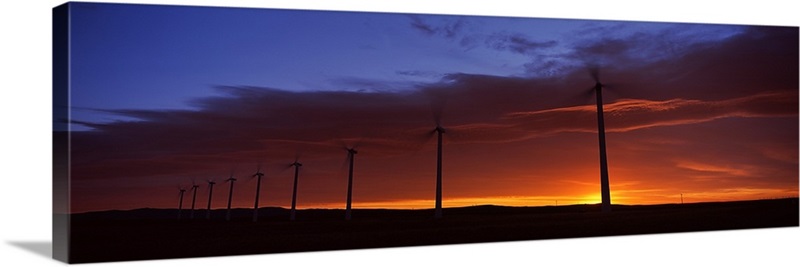 Silhouette of windmills in a field, Cowley Wind Farm, Cowley, Alberta ...