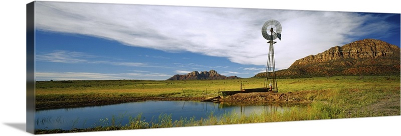 Solitary windmill near a pond, U.S. Route 89, Utah | Great Big Canvas