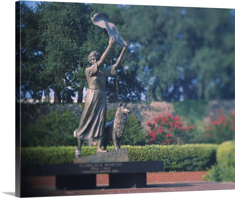 Statue in a garden, The Waving Girl, Savannah, Georgia | Great Big Canvas