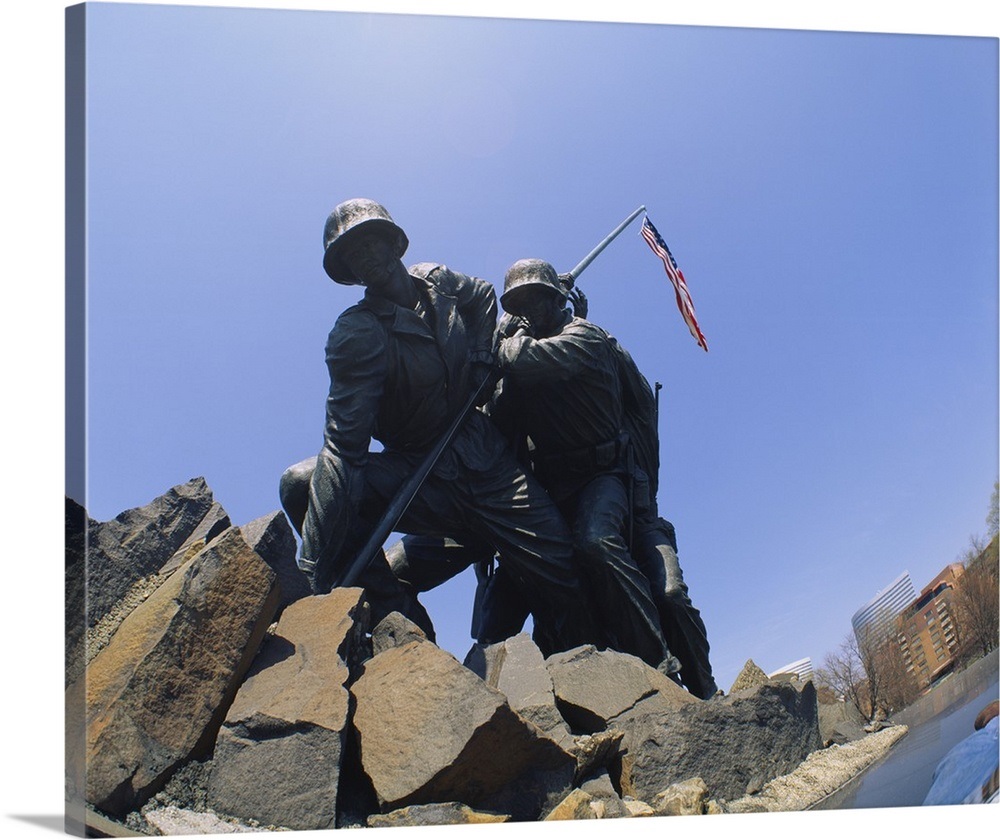 Statues at a war memorial, Iwo Jima Memorial, Arlington National ...