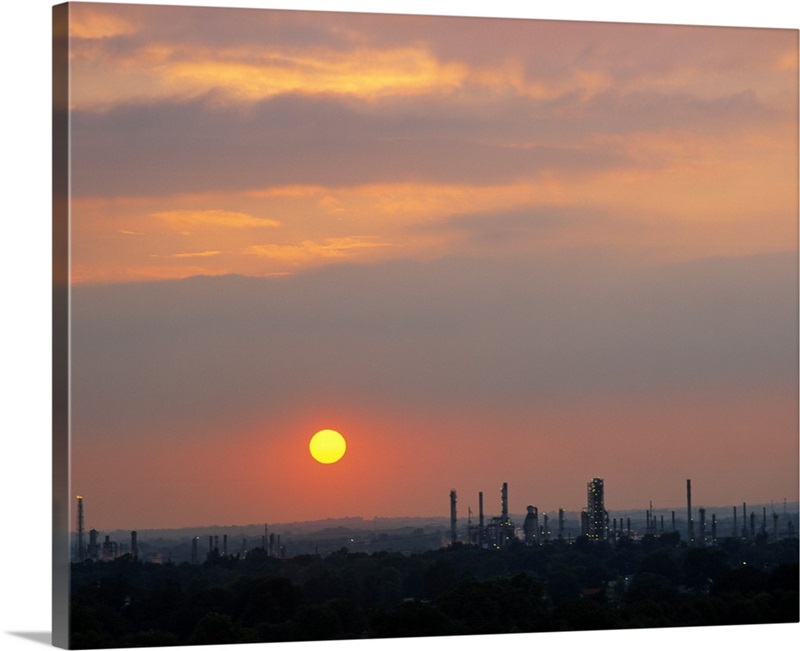 Sunset over a refinery, Philadelphia, Pennsylvania Wall Art, Canvas ...