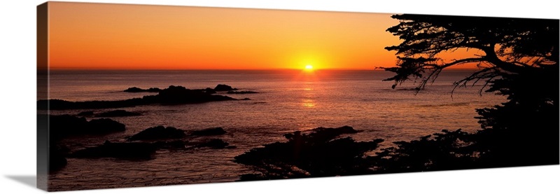 Sunset over the sea, Point Lobos State Reserve, Carmel, Monterey County ...