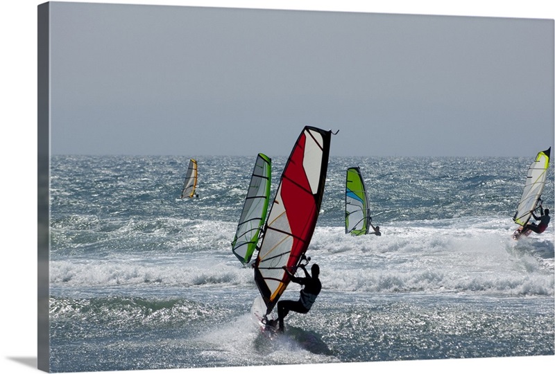 Tourists windsurfing in the ocean, Meyers Beach, Meyers Creek, Gold ...