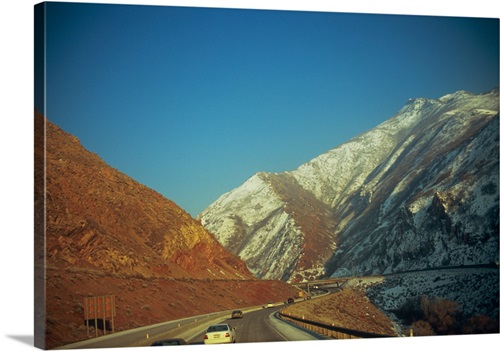 Traffic on the road, Interstate 80, Wasatch Mountains, Salt Lake City ...