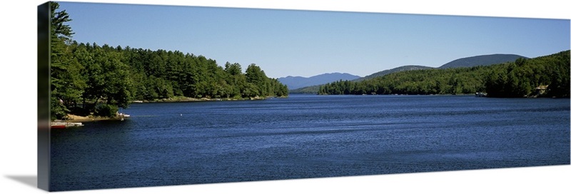 Trees on both sides of a lake, Long Lake, Adirondack State Park, New ...