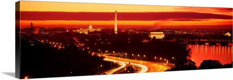 Washington DC, aerial, sunset | Great Big Canvas