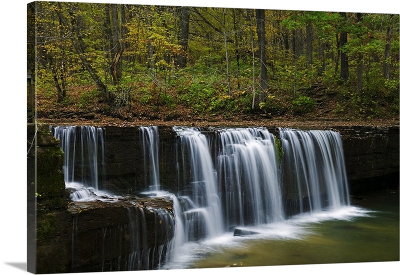 Water rushing over rocky tiers of Hidden Falls, Nerstrand Big Woods ...