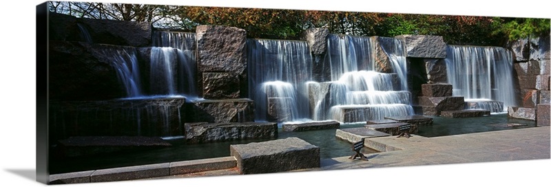 Waterfall at a memorial Franklin Delano Roosevelt Memorial Washington ...