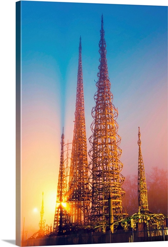 Watts Towers at dusk, Watts, Los Angeles, California | Great Big Canvas