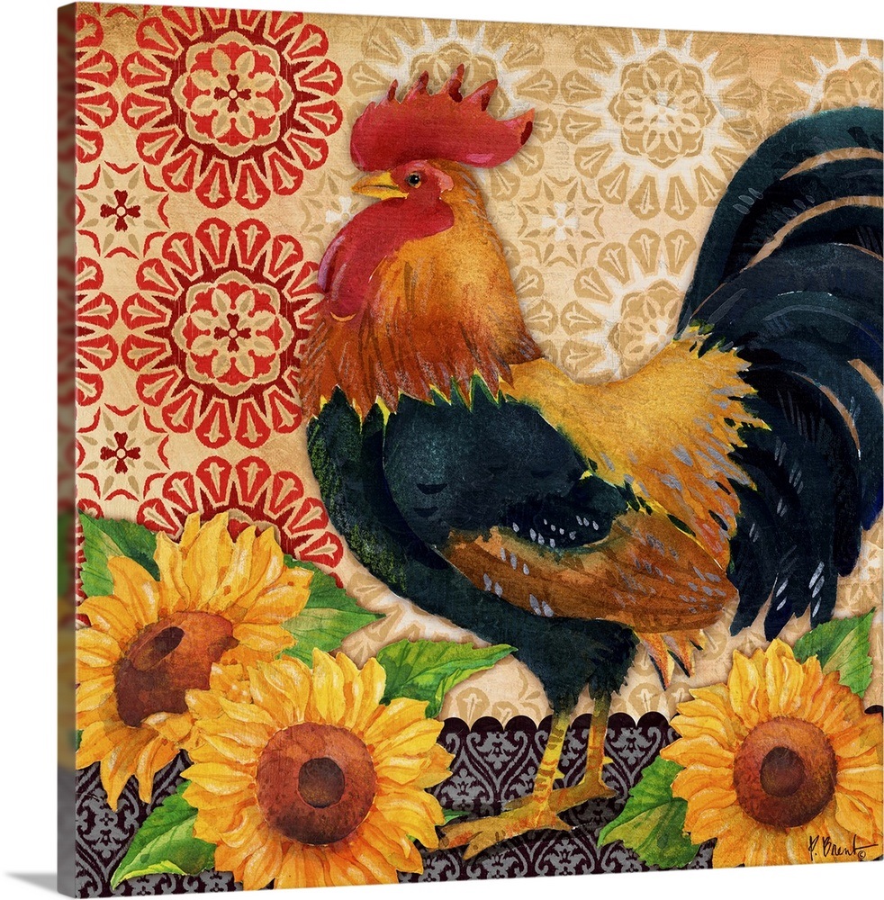Roosters and Sunflowers II Wall Art, Canvas Prints, Framed Prints, Wall ...