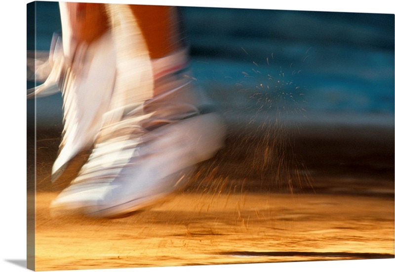 Detail of blurred action of tennis players feet during a serve | Great ...