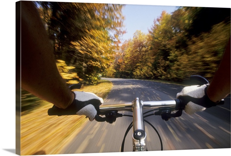 Detail of cyclist view while riding on the roads | Great Big Canvas