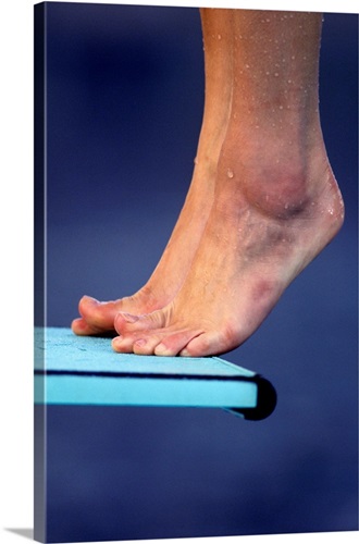 Detail of diver's feet on the diving board | Great Big Canvas