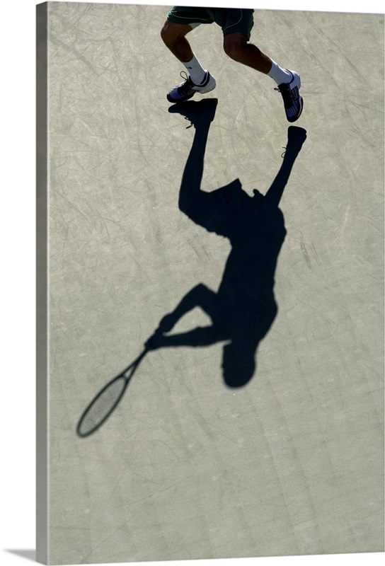 Shadow of tennis player in action | Great Big Canvas