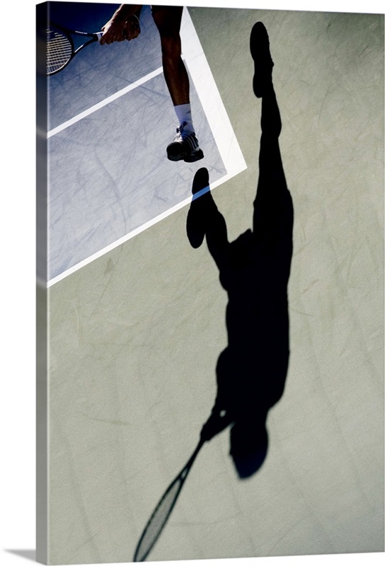 Shadow of tennis player in action | Great Big Canvas