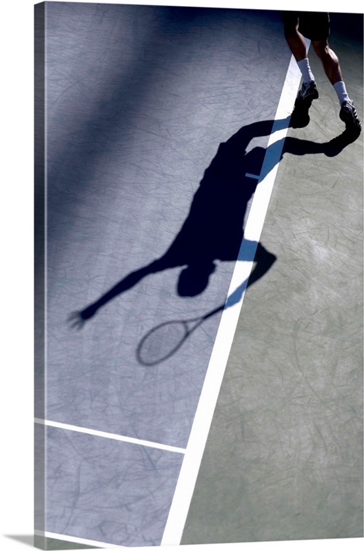 Shadow of tennis player serving | Great Big Canvas