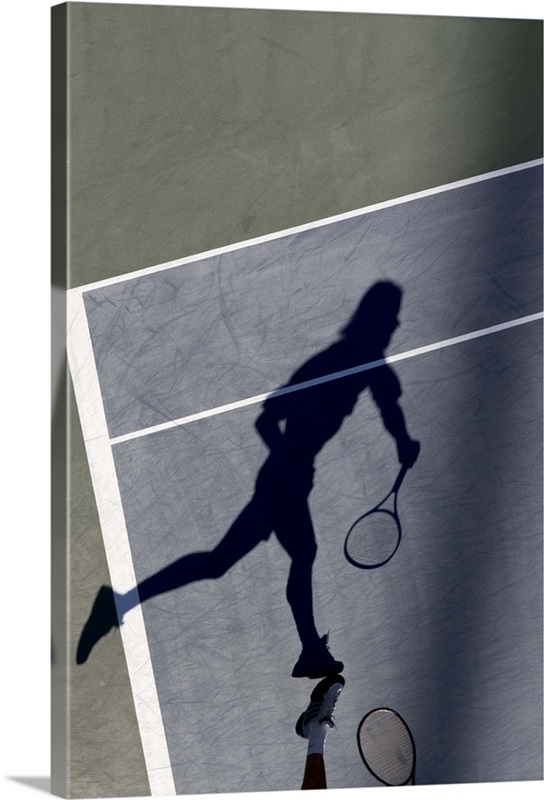 Shadow of tennis player serving | Great Big Canvas